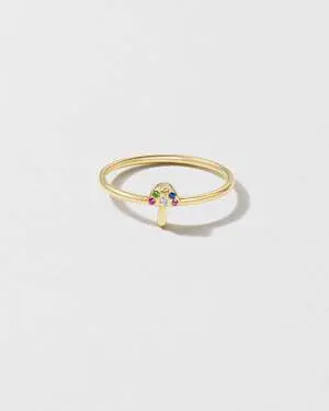ROXANNE FIRST Rainbow Sapphire Mushroom Ring - Yellow Gold
