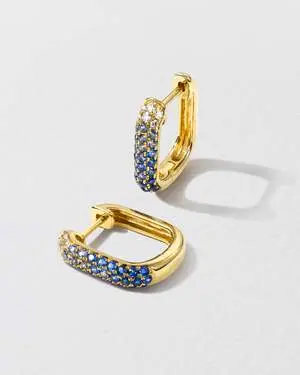 ROXANNE FIRST Diamond And Sapphire Oval Hoop Earrings - Yellow Gold