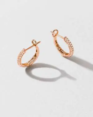 ROXANNE FIRST Diamond Pavé Hoop Earrings - Rose Gold
