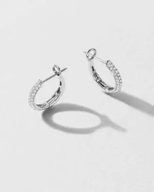 ROXANNE FIRST Diamond Pavé Hoop Earrings - White Gold