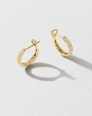 ROXANNE FIRST Diamond Pavé Hoop Earrings - Yellow Gold