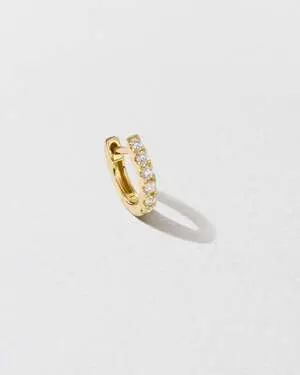 ROXANNE FIRST Mini Diamond Chubby Huggie Earring - Yellow Gold
