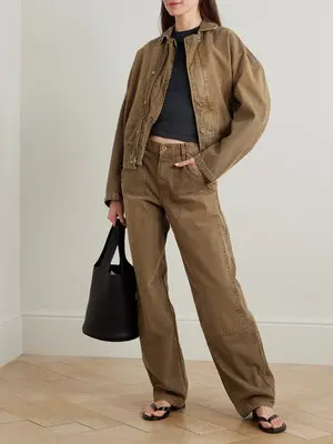 SLVRLAKE Tess Worker Paneled Relaxed Wide-leg Jeans - Brown