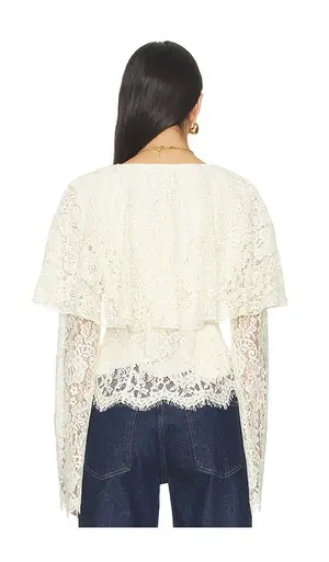 Tularosa Clarissa Lace Top With Exaggerated Sleeves - Ivory