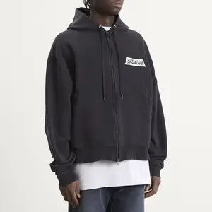 Balenciaga Masking Tape Jersey Zip Up - Faded Washed Black