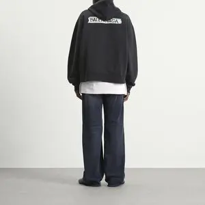Balenciaga Masking Tape Jersey Zip Up - Faded Washed Black