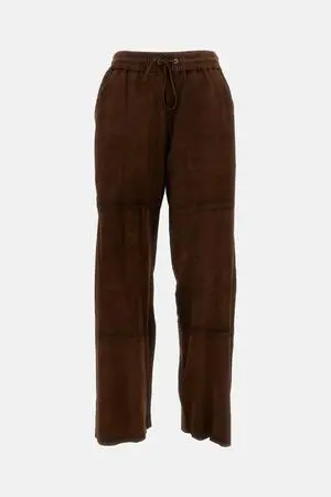 PAROSH Suede Trousers With Drawstring Waist