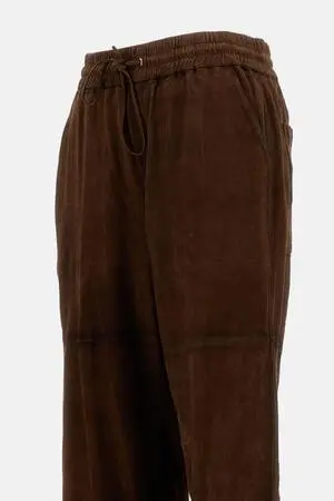 PAROSH Suede Trousers With Drawstring Waist
