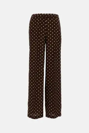 PAROSH Silk Polka Dot Wide-leg Trousers - Brown