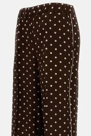 PAROSH Silk Polka Dot Wide-leg Trousers