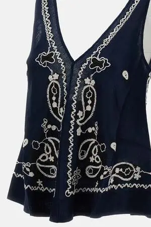 PAROSH Embroidered Linen Top