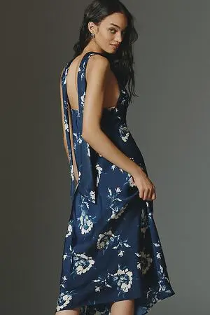 Maeve Clara Printed V-neck A-line Midi Dress