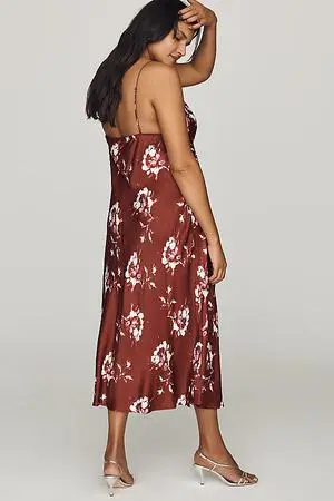 Maeve Clara Scarf-neck Midi Dress - Red Pattern