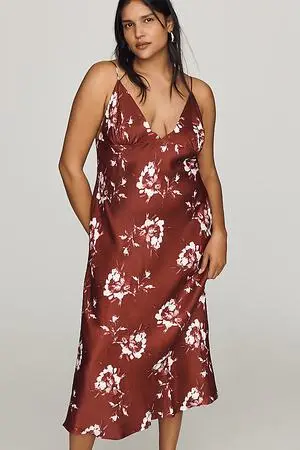 Maeve Clara Scarf-neck Midi Dress - Red Pattern