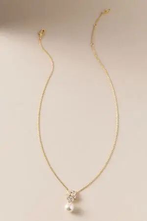 Nadri Chiara Pearl Drop Necklace - Silver