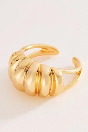 Anthropologie Adjustable Ribbed Ring - Gold