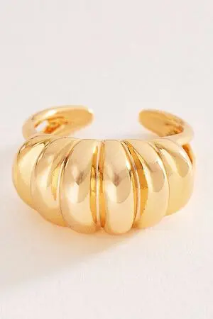 Anthropologie Adjustable Ribbed Ring - Gold