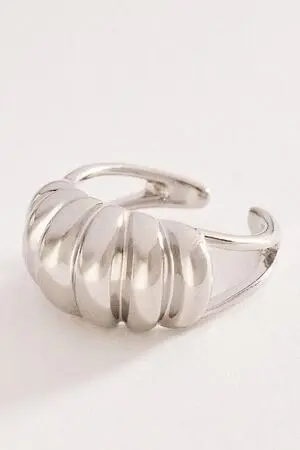 Anthropologie Adjustable Ribbed Ring - Silver