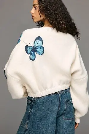 PILCRO Long-sleeve Butterfly Sleeve Pullover