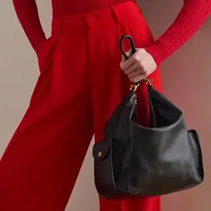 Ralph Lauren Nappa Leather Large Blaike Shoulder Bag - Black