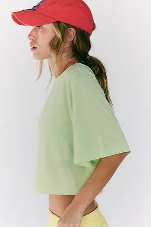 Free People Tempo Cropped Uv Protection Boyfriend Tee - Lemongrass