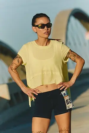 Free People Tempo Uv Protection Short Sleeve Tee - Vapor Lime