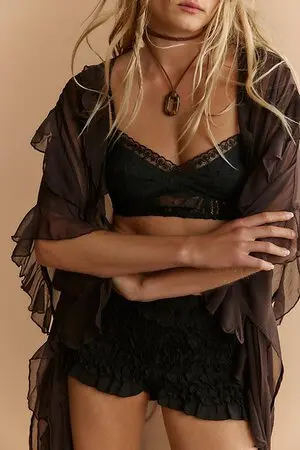 Free People Rosie Lace Longline Bralette - Black