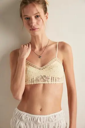 Free People Rosie Longline Bralette - Vanilla Custard