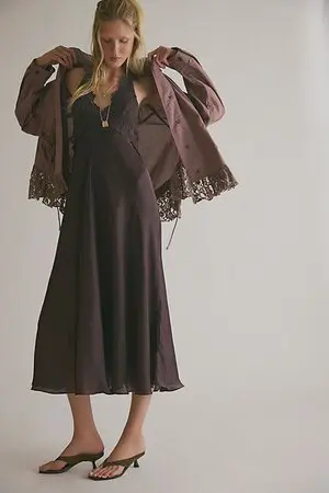Free People Petal Party Midi Slip - Fudge