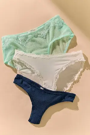 Free People Whisper Pointelle Thong - Navy