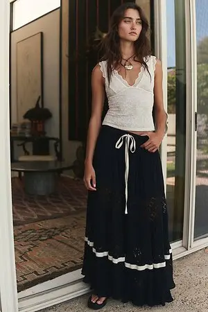 Free People Swept Away Maxi Skirt - Black