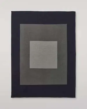 Johnstons Of Elgin Art Geometric & Grey Cashmere Throw - Navy