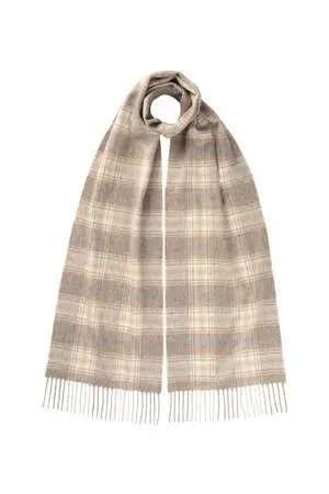 Johnstons Of Elgin Tweed Cashmere Light Brown Scarf - Natural