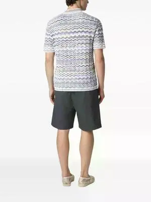 Missoni Cotton Knit Polo Shirt With Chevron Pattern
