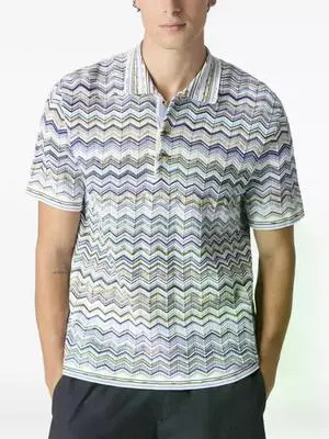 Missoni Cotton Knit Polo Shirt With Chevron Pattern