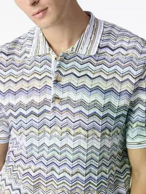Missoni Cotton Knit Polo Shirt With Chevron Pattern