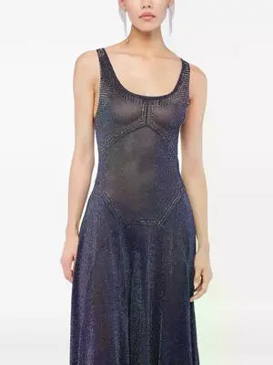 Rabanne Flared Hotfix Knit Dress - Blue