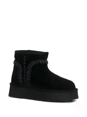 Mou Round-toe Platform Boots - Black
