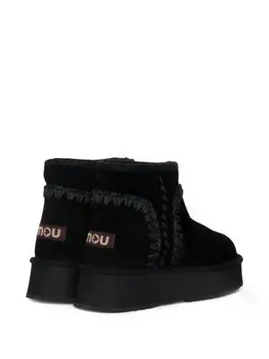 Mou Round-toe Platform Boots - Black