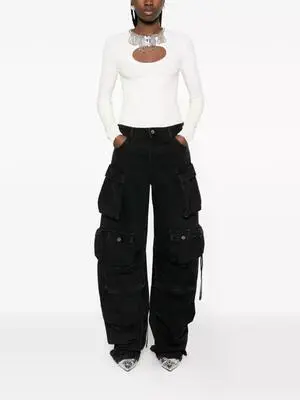Attico Printed Wide Leg Jeans