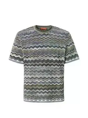 Missoni Cotton Knit T-shirt With Chevron Pattern - Grey