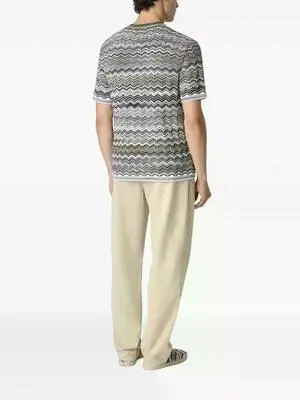 Missoni Cotton Knit T-shirt With Chevron Pattern - Grey
