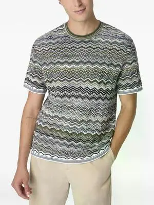Missoni Cotton Knit T-shirt With Chevron Pattern - Grey