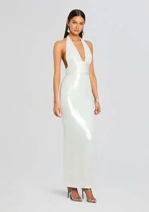 Retrofete Sequin Gown With Halter Neckline