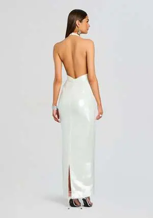 Retrofete Sequin Gown With Halter Neckline