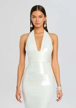 Retrofete Sequin Gown With Halter Neckline
