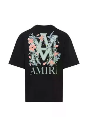 Amiri Floral Logo-print T-shirt - Black