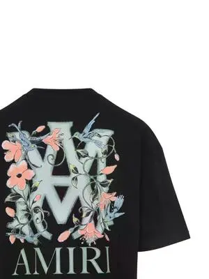 Amiri Floral Logo-print T-shirt - Black
