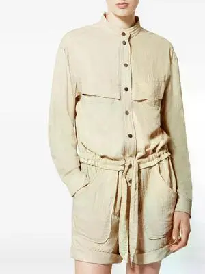 MARANT ETOILE Betyna Buttoned Belted Playsuit - Neutrals