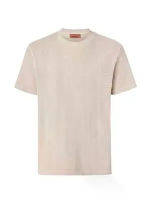 Missoni Crew-neck Cotton And Viscose T-shirt With Tone-on-tone Zigzag Motif